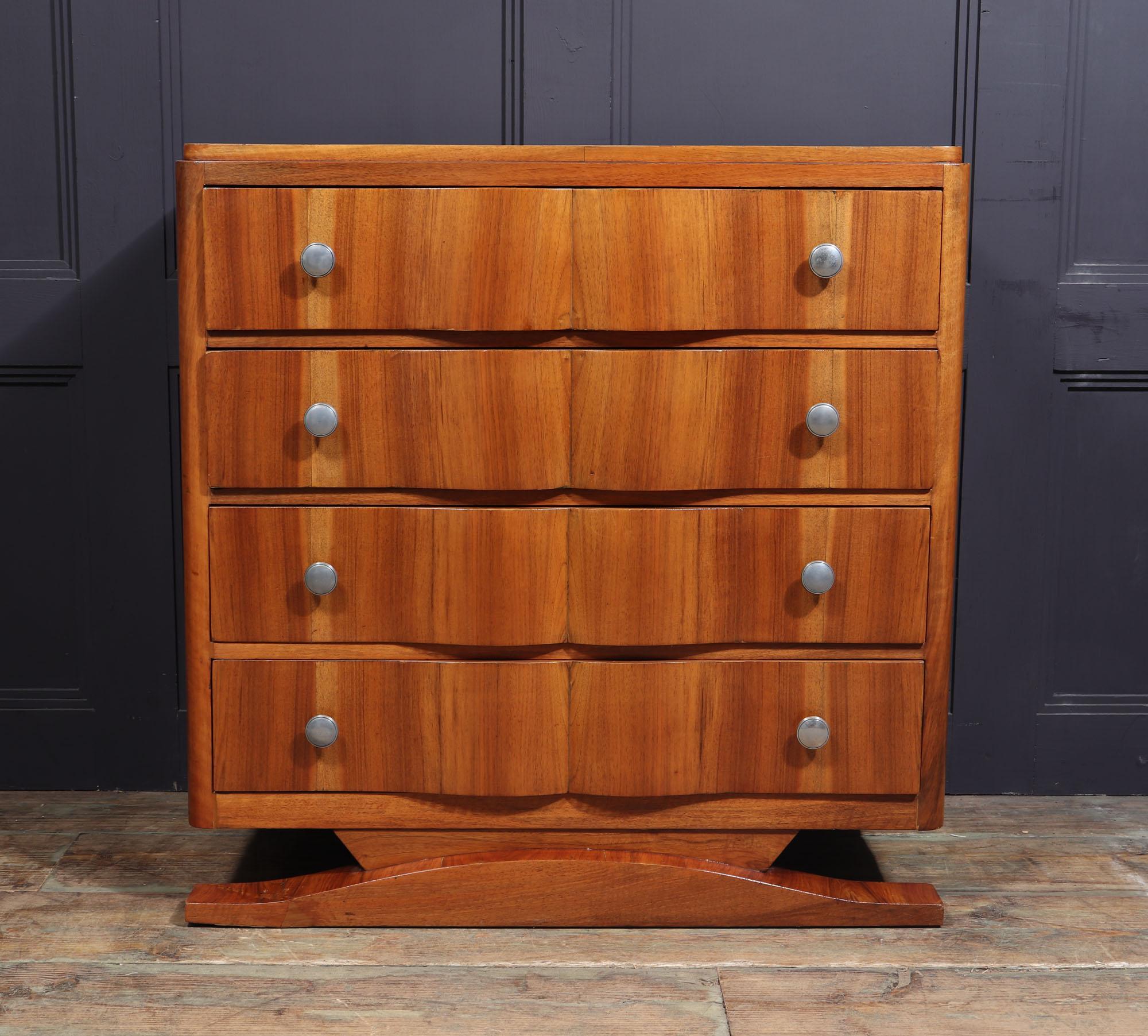 French Art Deco Walnut Chest of Drawers For Sale at 1stDibs