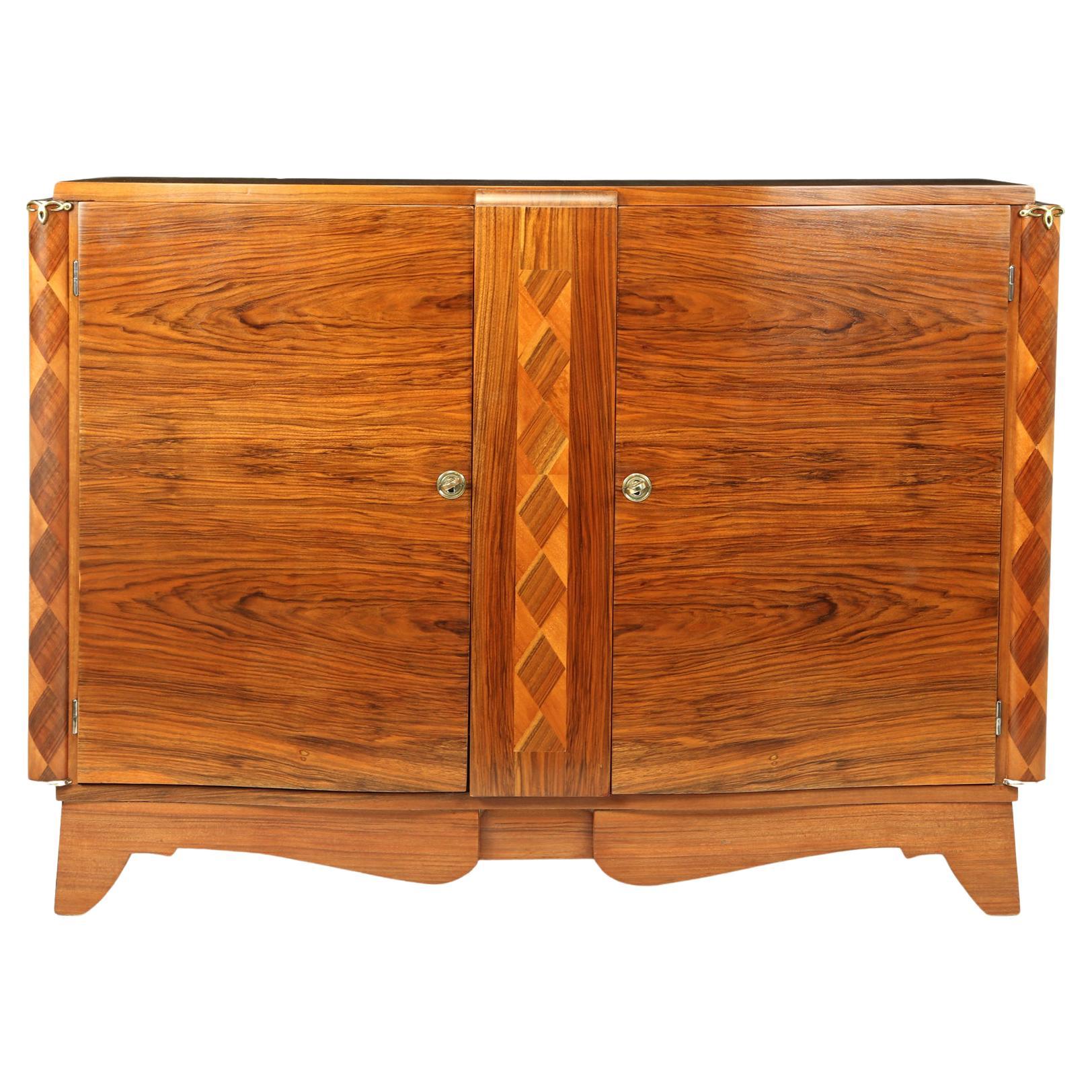 Art Deco French Marble-Top Walnut Sideboard For Sale at 1stDibs