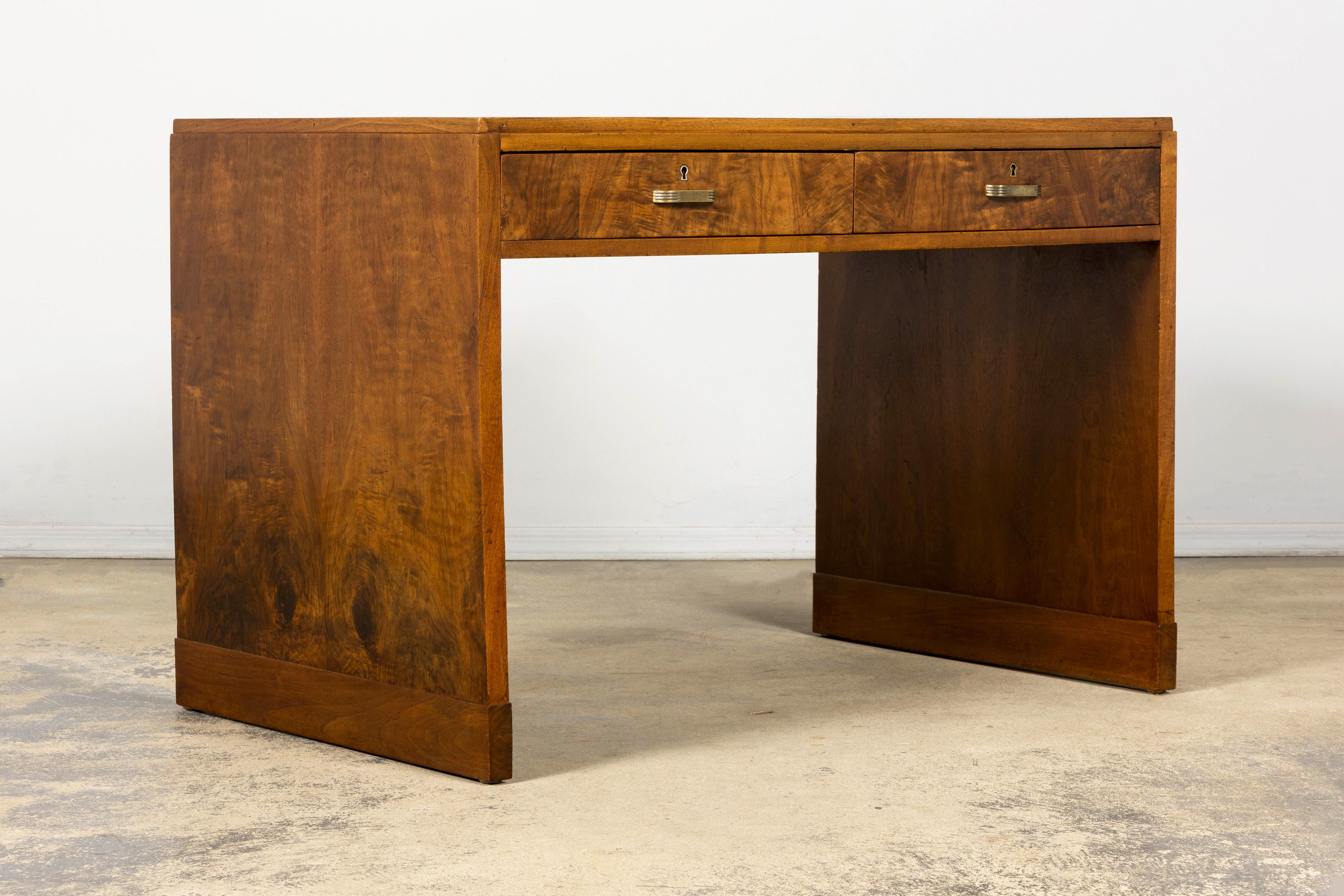 French Art Deco Walnut Writing Desk, Paris, Circa 1930 For Sale at 1stDibs