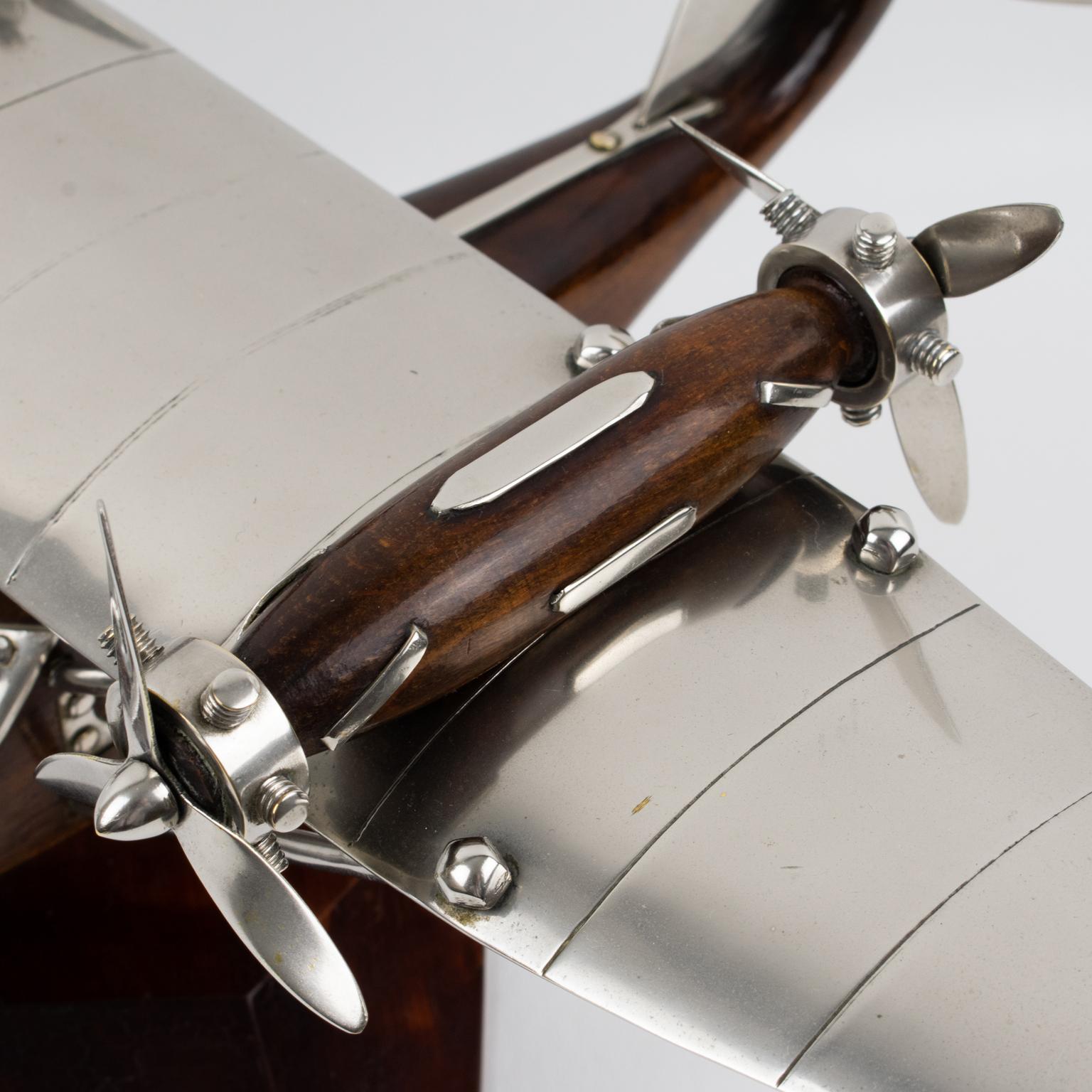 Art Deco Wood and Chrome Airplane SeaPlane Aviation Model, France 1940s ...