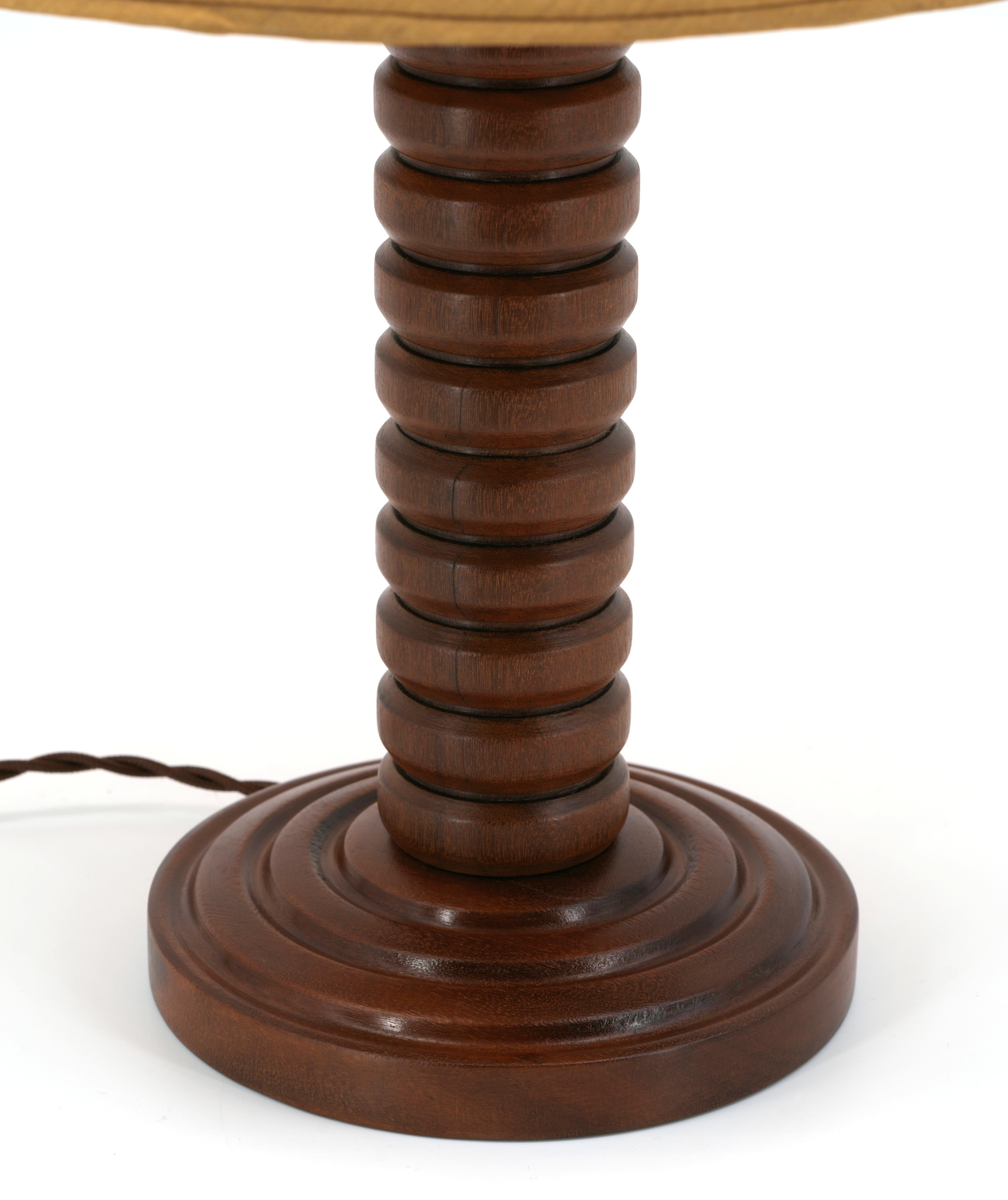 French Art Deco Wooden Table Lamp by Bouchard, 1930s For Sale at 1stDibs
