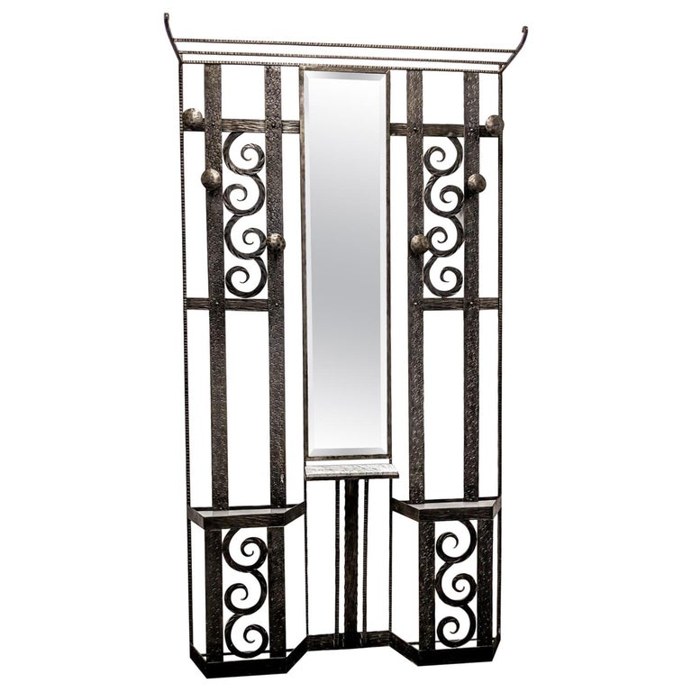 French Art Deco Wrought Iron Coat Hanger, Rack / Hall Tree at 1stDibs