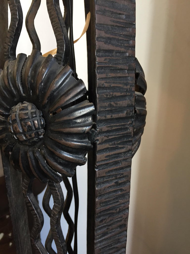 French Art Deco Wrought Iron Floor Lamp in the Style of Edgar Brandt ...