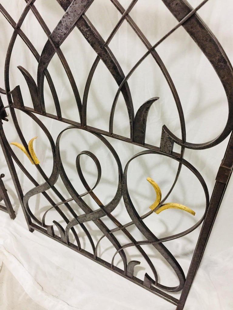 French Art Deco Wrought Iron Room Dividers Signed Edgar Brandt For Sale ...