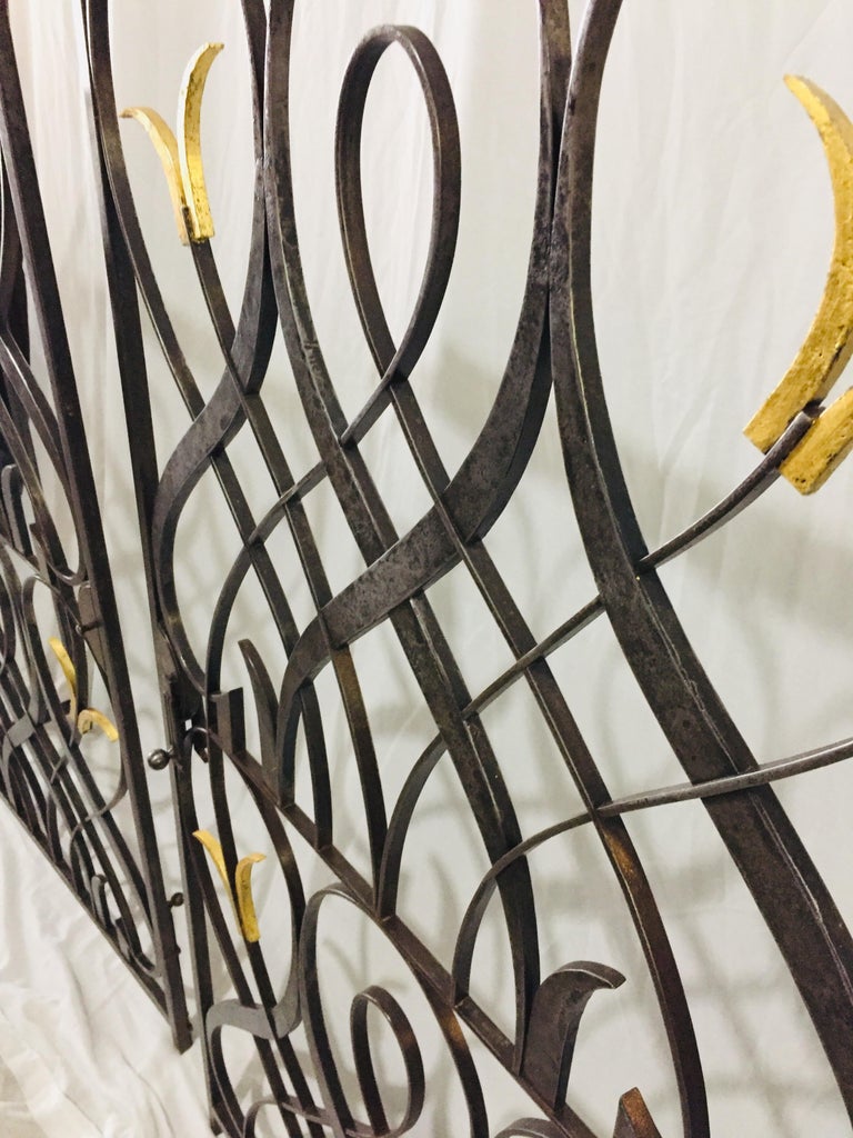 French Art Deco Wrought Iron Room Dividers Signed Edgar Brandt For Sale ...