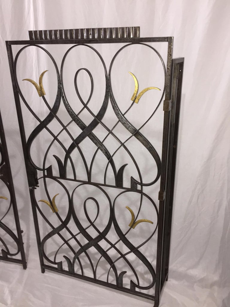 French Art Deco Wrought Iron Room Dividers Signed Edgar Brandt For Sale ...