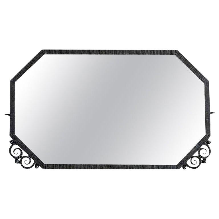 1930's French Art Deco iron Wall Mirror For Sale at 1stDibs