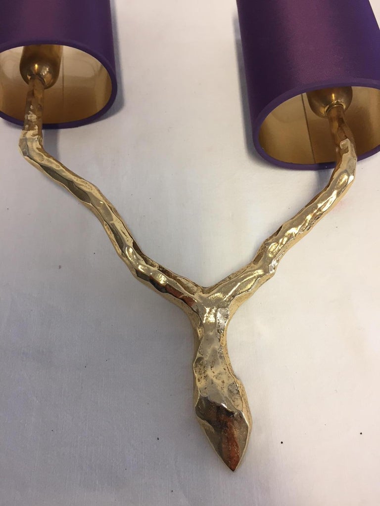 French Art Decorative Wall Sconces Two Arms by Maison Arlus For Sale at ...