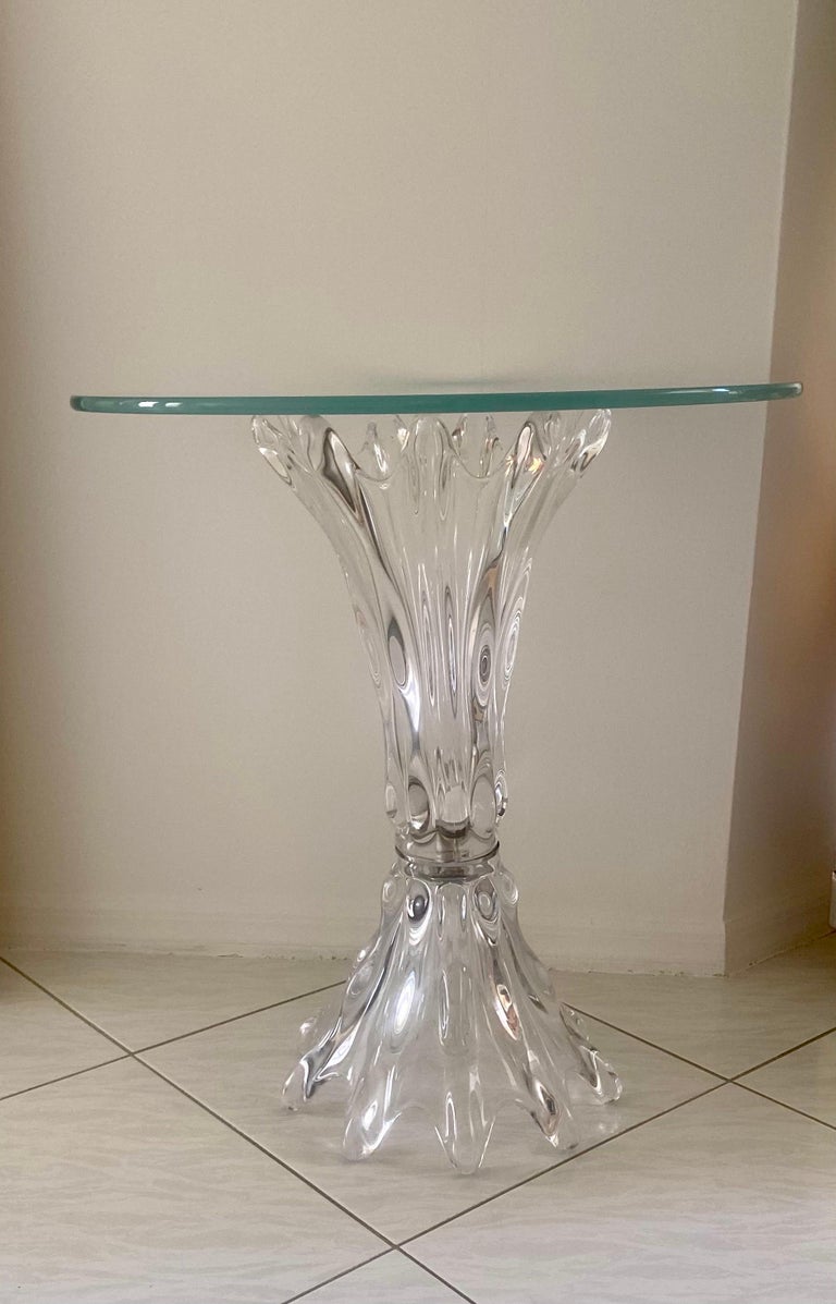 French Art Glass Custom Side Table by Vannes, France For Sale at 1stDibs