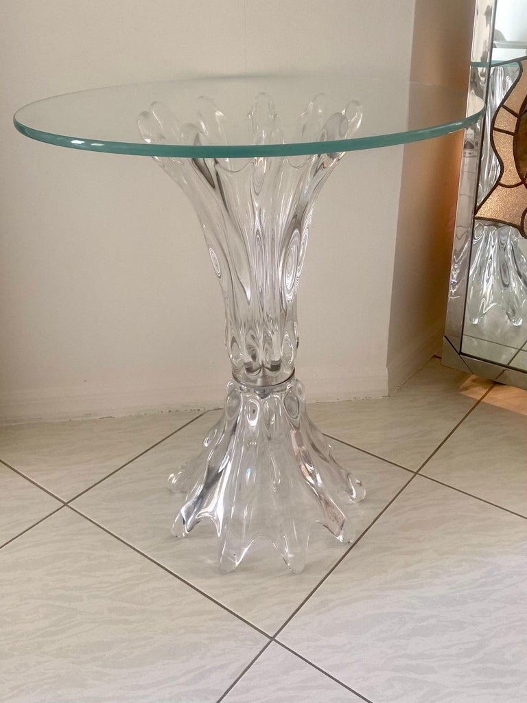 French Art Glass Custom Side Table by Vannes, France For Sale at 1stDibs