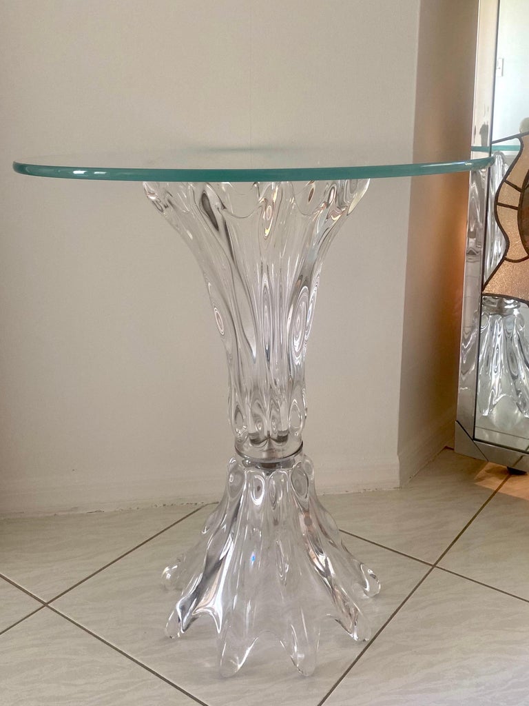 French Art Glass Custom Side Table by Vannes, France For Sale at 1stDibs