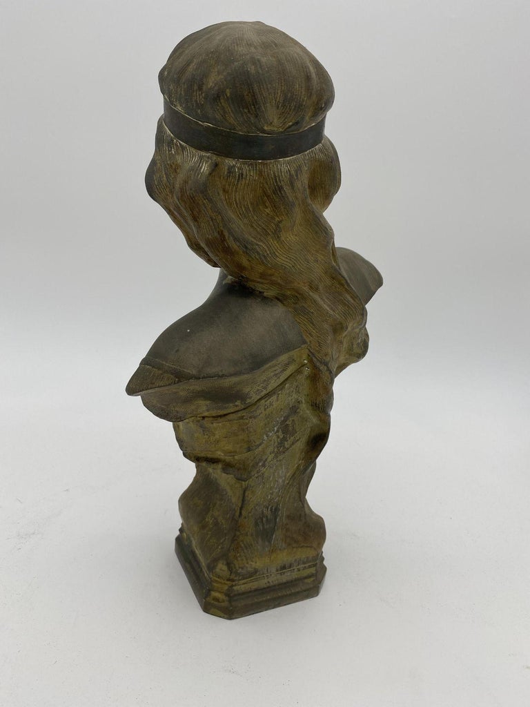 French Art Nouveau Atala Bronze Bust w/ Pewter Finished For Sale at 1stDibs