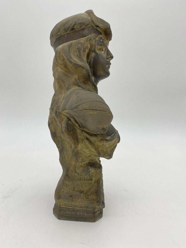 French Art Nouveau Atala Bronze Bust w/ Pewter Finished For Sale at 1stDibs