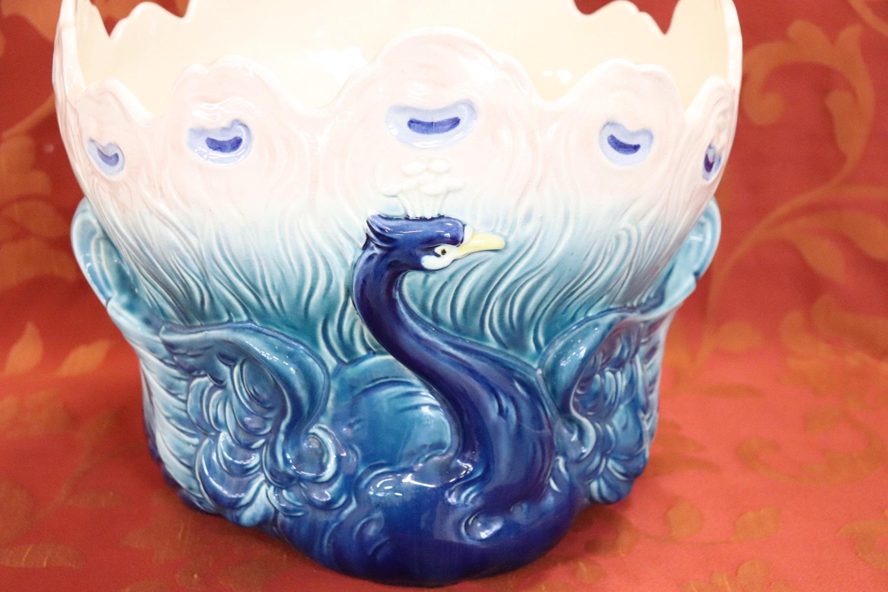 French Art Nouveau Blue Ceramic Cachepot Vase by Hector Guimard for ...