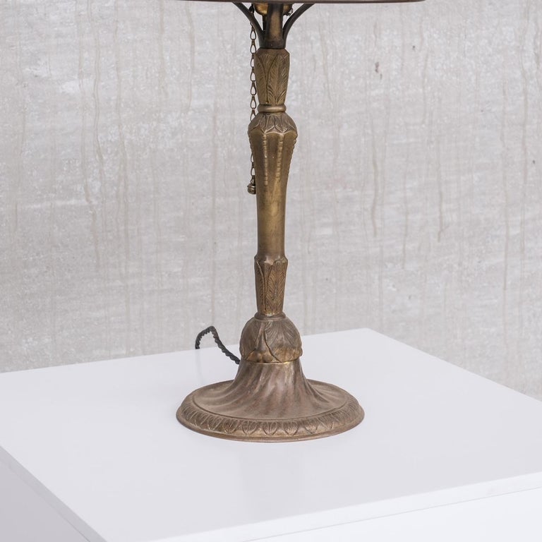 French Art Nouveau Brass And Glass Table Lamp For Sale At 1stdibs