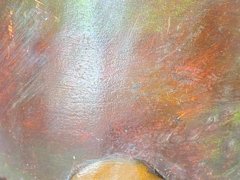 French Art Nouveau Ceramic Table Lamp Brown Green Color Signed Georges ...