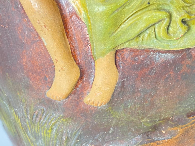 French Art Nouveau Ceramic Table Lamp Brown Green Color Signed Georges ...