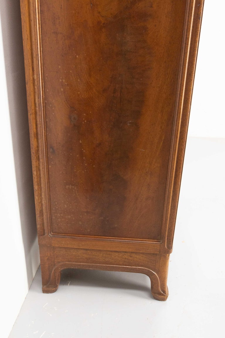 French Art Nouveau Exotic Wood Armoire With Beveled Mirrors Two Doors