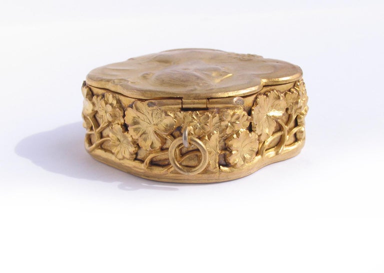 French Art Nouveau Gilt Bronze Jewelry / PIll Box Signed Diolot For ...