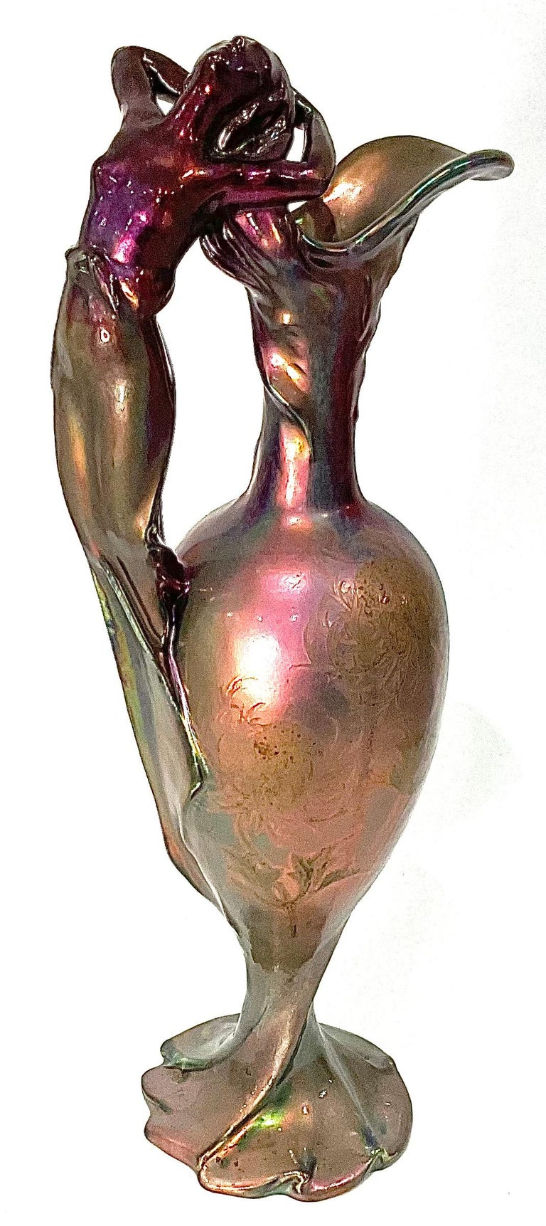 French Art Nouveau Large pottery vase metallic glaze by Delphine ...