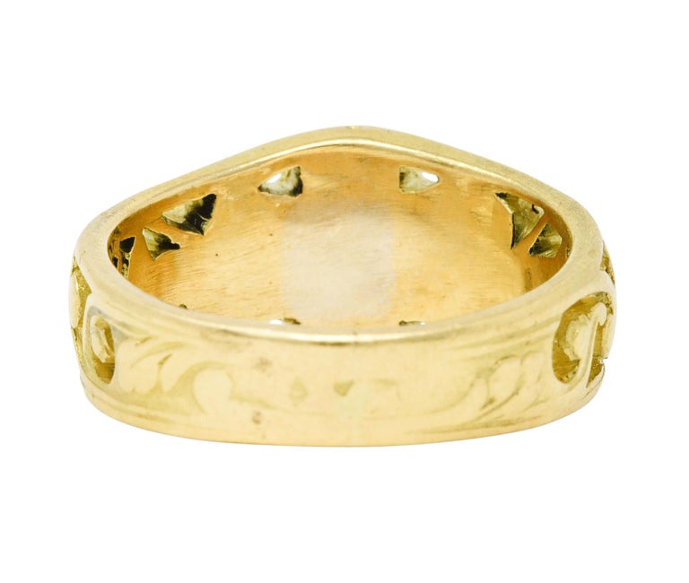 French Art Nouveau Moonstone 18 Karat Green Gold Gargoyle Ring For Sale ...