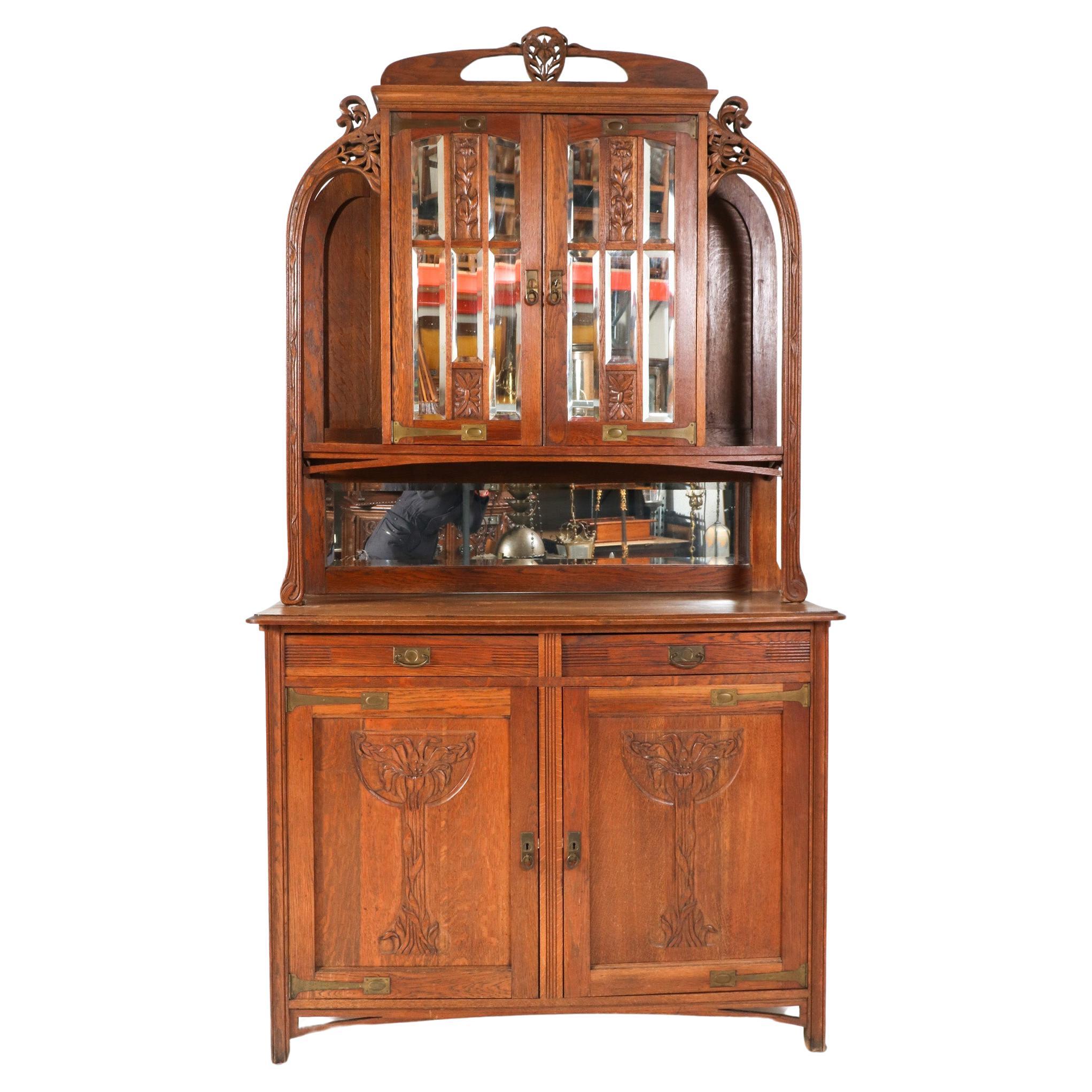 French Art Nouveau Oak Buffet, 1900s For Sale at 1stDibs