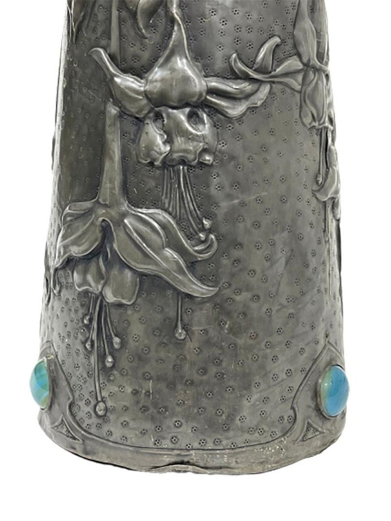 French Art Nouveau Pewter Vase For Sale at 1stDibs