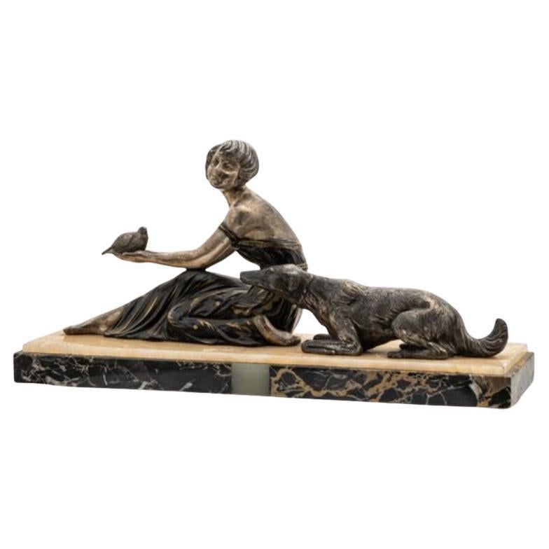 Antique French Patinated Spelter Sculpture. Jehanne D’arc For Sale at ...