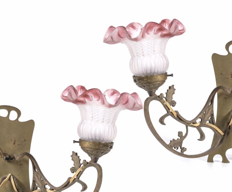 French Art Nouveau Two Light Appliques Pair, Early 20th Century For ...