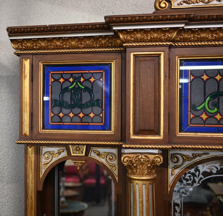 French Art Nouveau Wall Bar Stained Glass Pub For Sale at 1stDibs