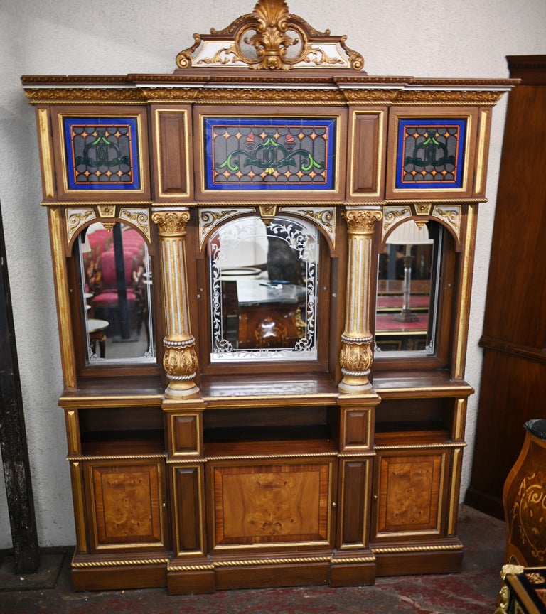 French Art Nouveau Wall Bar Stained Glass Pub For Sale at 1stDibs