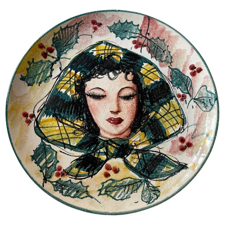 French Art Pottery Charger or Wall Plaque, Signed, 1960s For Sale at ...