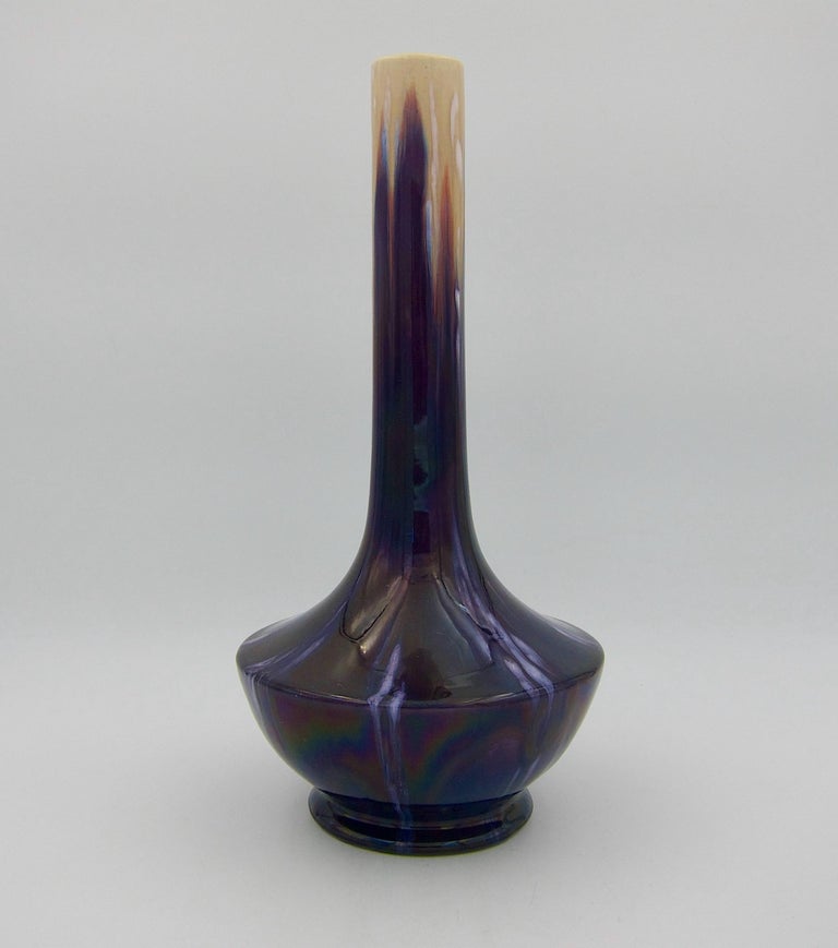 French Art Pottery Vase with Purple Iridescent Flambe Glaze For Sale at ...