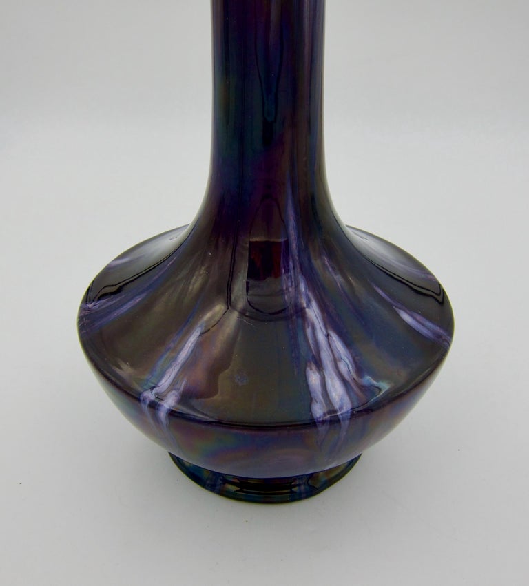 French Art Pottery Vase with Purple Iridescent Flambe Glaze For Sale at ...