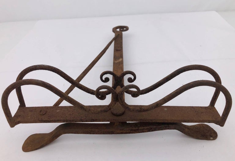 French Articulated Hand-Wrought Iron Fireplace Bread Toaster, 1800s For ...