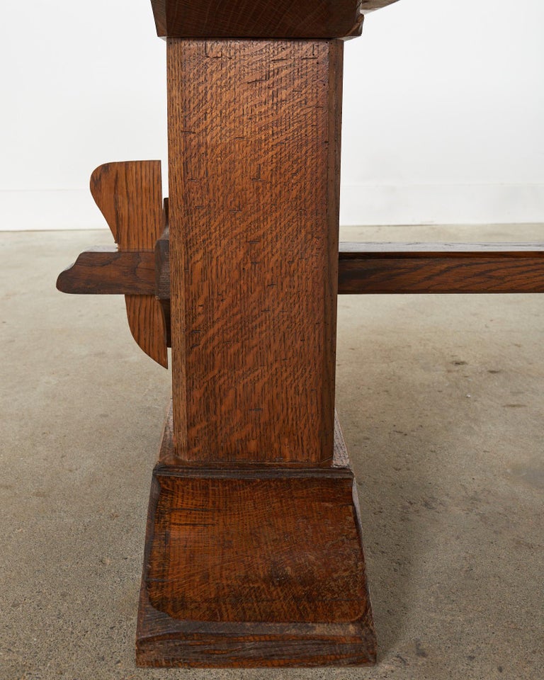 French Arts and Crafts Oak Farmhouse Trestle Dining Table For Sale at ...