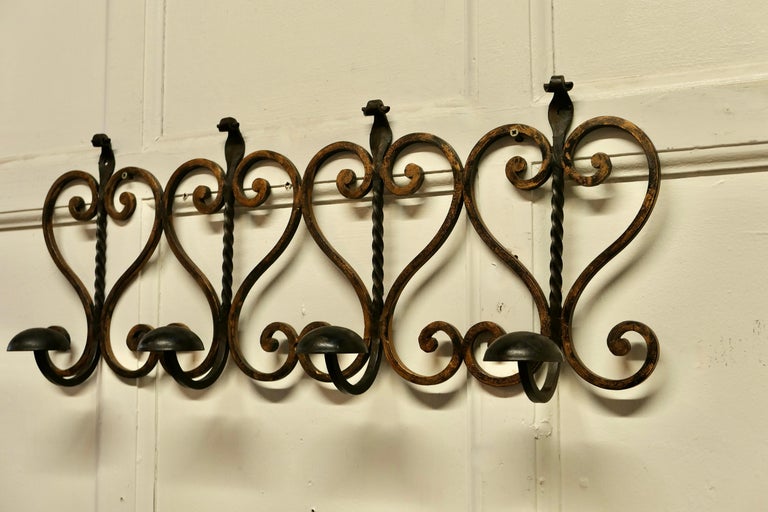 French Arts and Crafts Wrought Iron Hat and Coat Rack For Sale at 1stDibs