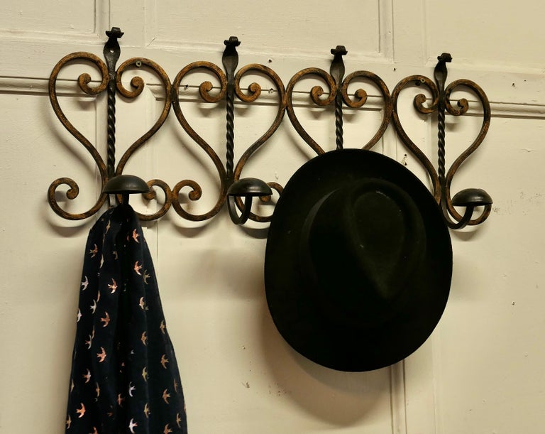French Arts and Crafts Wrought Iron Hat and Coat Rack For Sale at 1stDibs