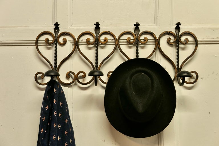 French Arts and Crafts Wrought Iron Hat and Coat Rack For Sale at 1stDibs