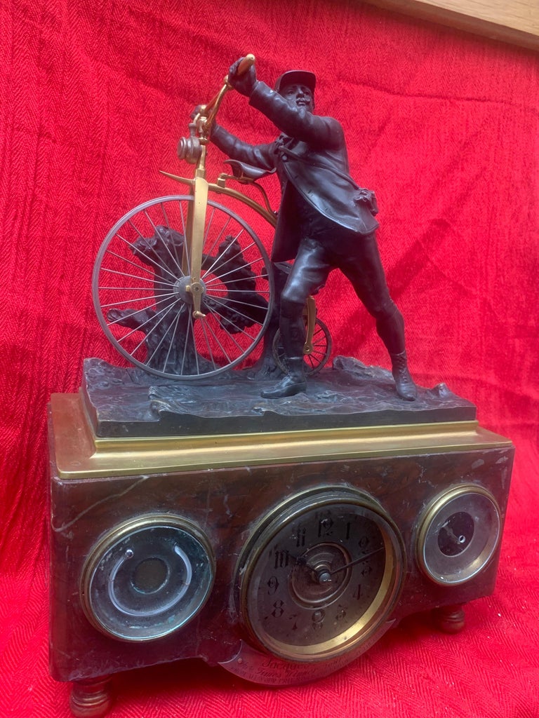 French Automation Bicycle Clock For Sale at 1stDibs