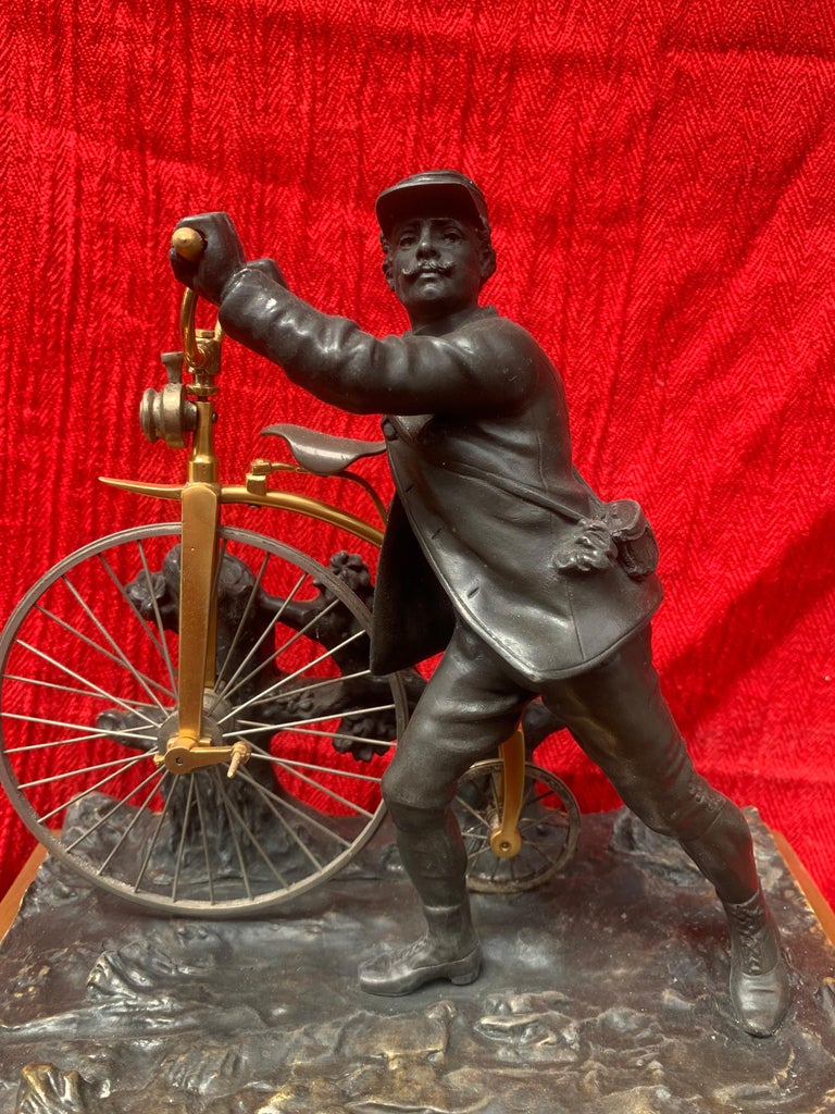 French Automation Bicycle Clock For Sale at 1stDibs