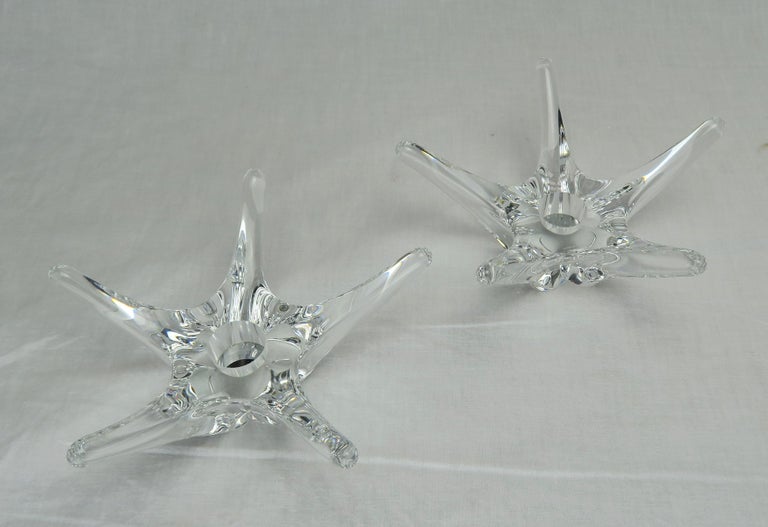 French Baccarat Star Candleholders, Pair at 1stDibs