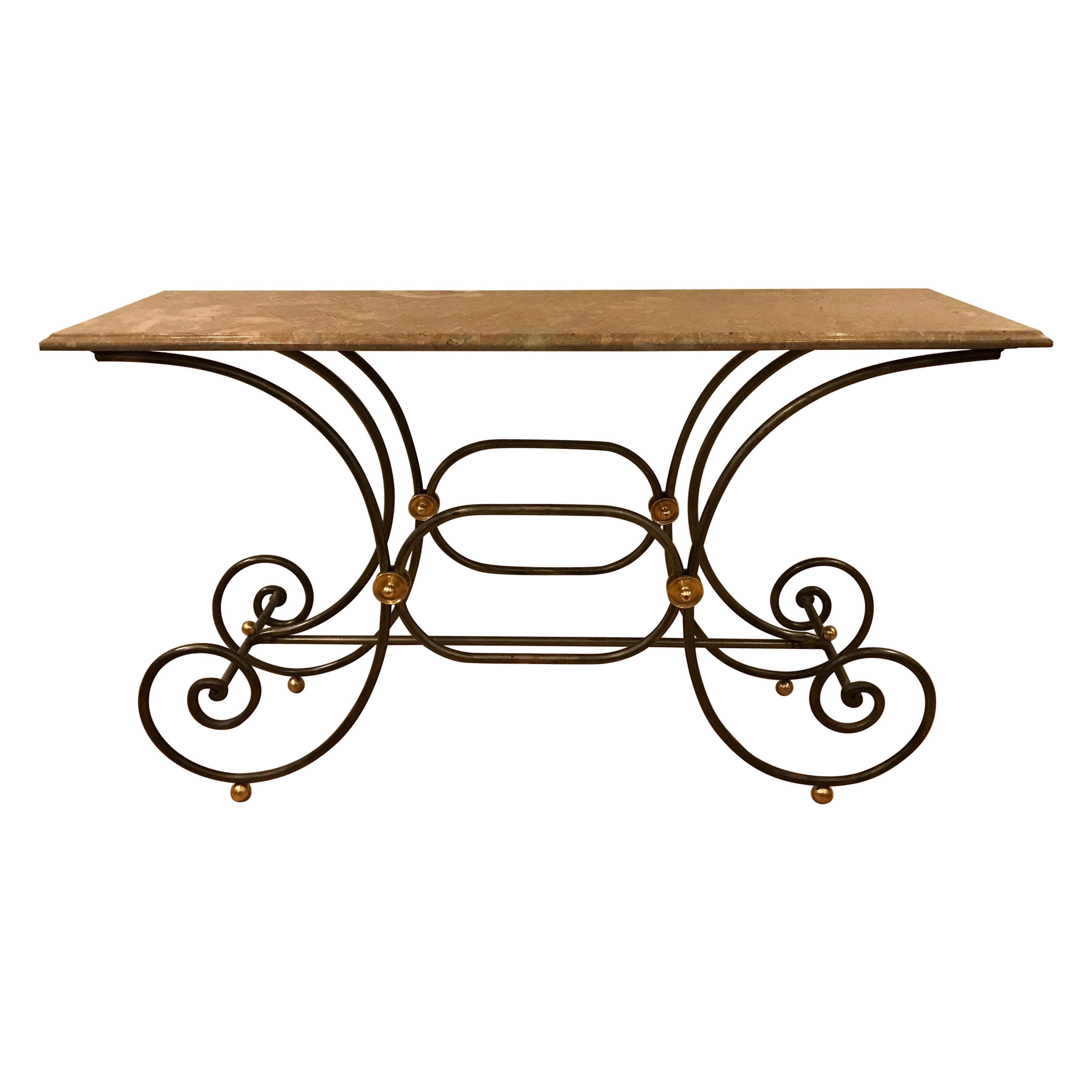 French Baker's Bistro Style Marble-Top Console at 1stDibs