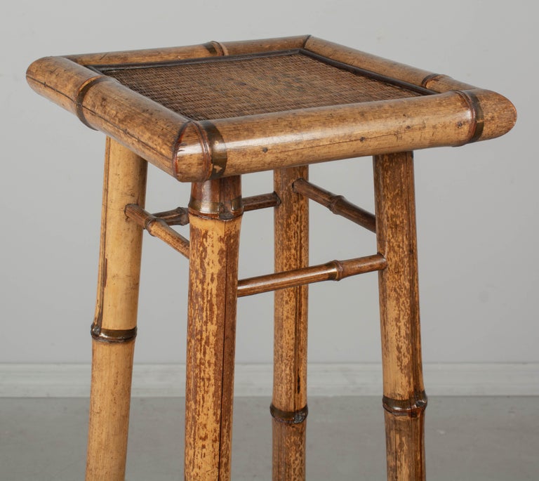 French Bamboo and Rattan Plant Stand or Pedestal For Sale at 1stDibs
