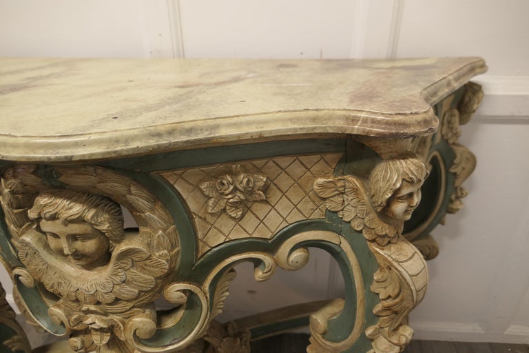 French Baroque Console Table, Carved and Painted with the Faces of ...