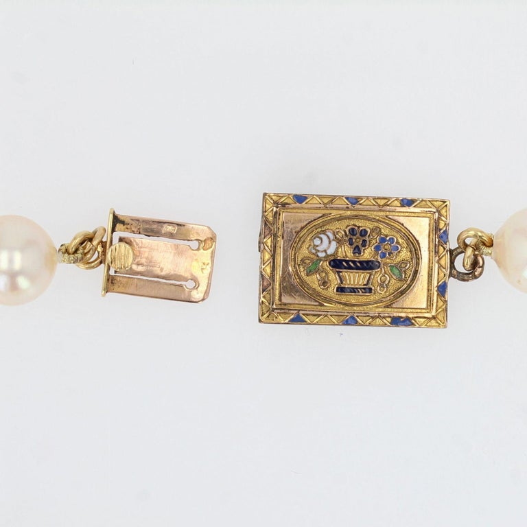 French Baroque Cultured Pearls Antique Clasp Necklace For Sale at 1stDibs