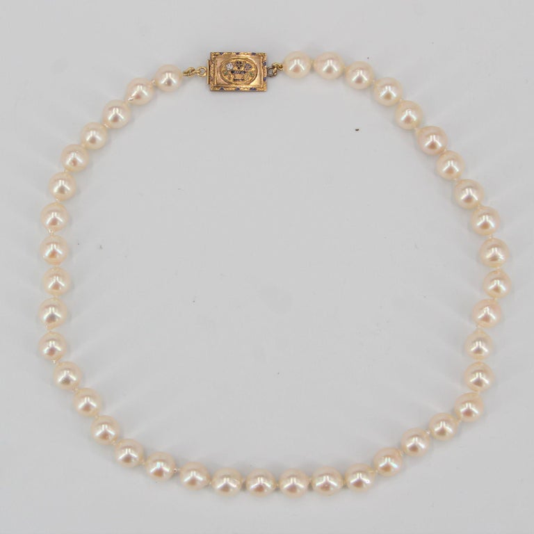 French Baroque Cultured Pearls Antique Clasp Necklace For Sale at 1stDibs