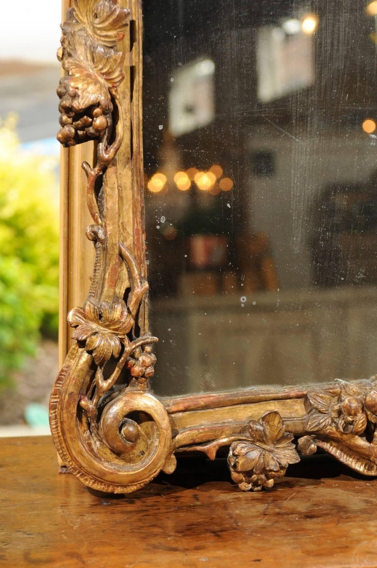 French Baroque Style 19th Century Carved Giltwood Mirror with Grapes ...