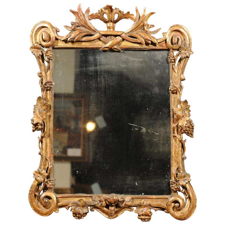 French Baroque Style 19th Century Carved Giltwood Mirror with Grapes ...