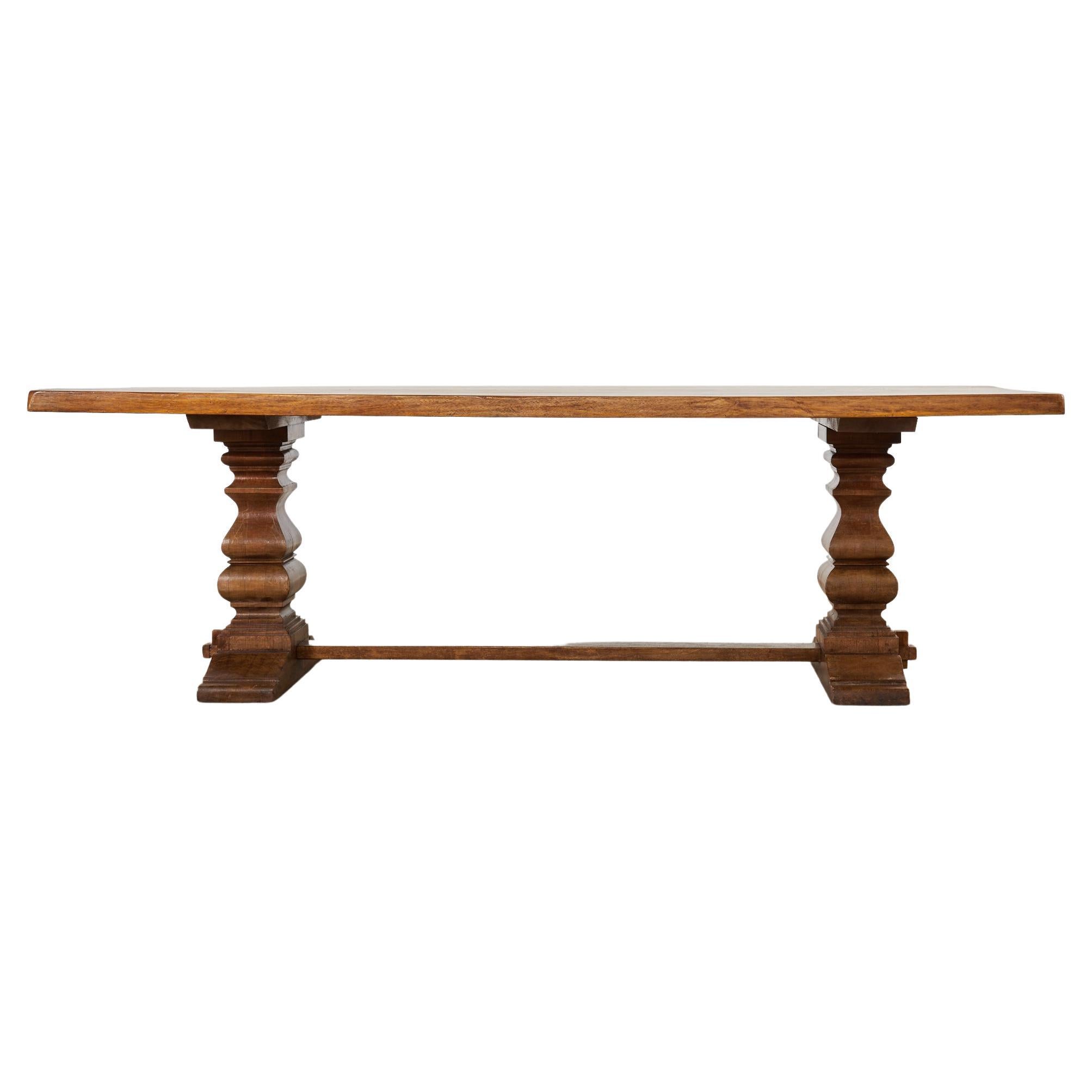 Italian Baroque Style Oak Farmhouse Trestle Dining Table For Sale at ...